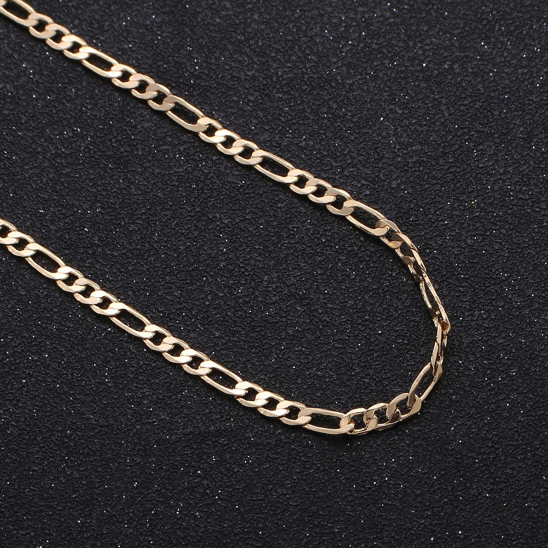 24K Gold Figaro Chain by Yard, Link Cable Link Elongate Chain ...