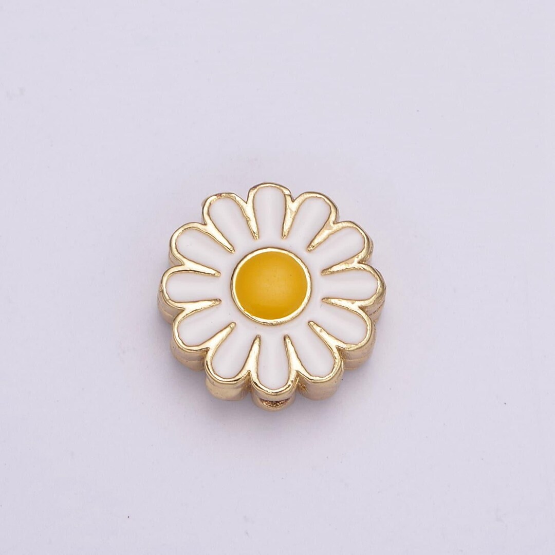 Dainty Daisy Flower Bead Spacer Pretty White Flower Enamel Bead Spacer ...