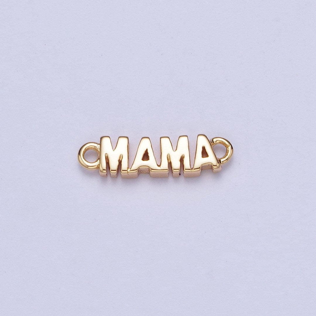 Dainty Mama Charm Connector, 16k Gold Filled Mama Script Link Connector ...