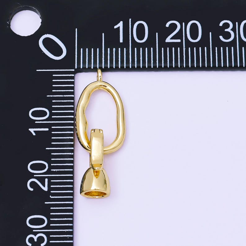 Dainty Gold Bail Charm Holder for Rope String Cord With Loop Tube Bails ...
