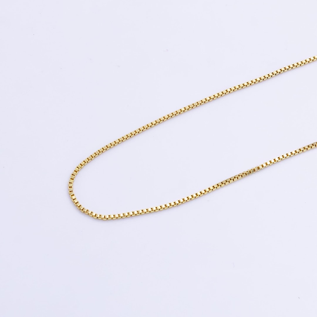 Dainty 14k Gold Filled Box Chain Necklace Delicate 18 Inch Layering ...