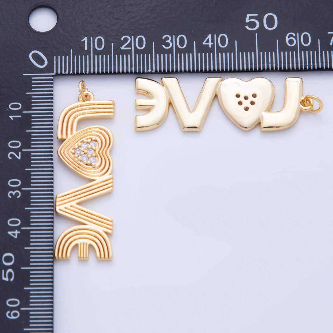 Dainty LOVE Charm 18k Gold Filled Groovy Love Script Pendant for Retro ...