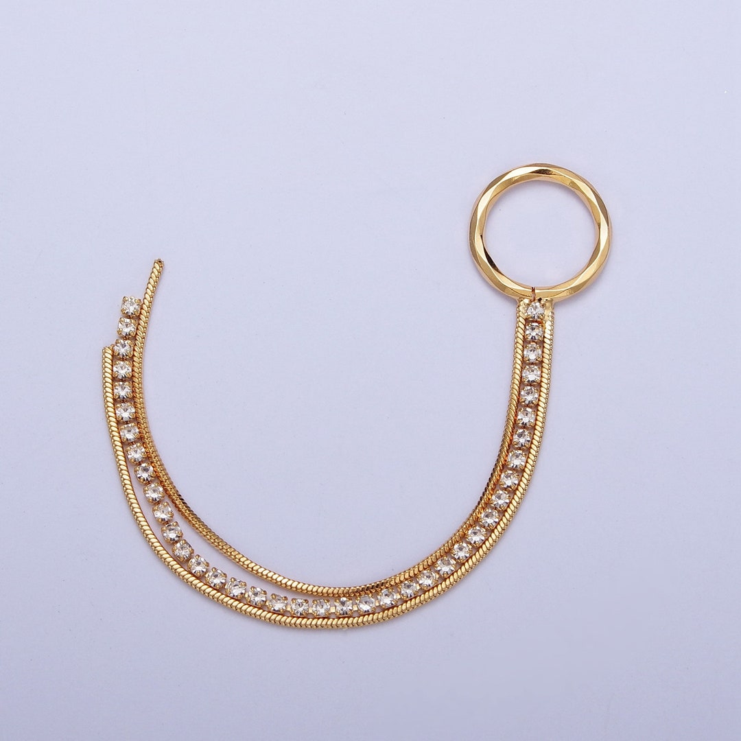 93.5mm Double Snake Omega & Tennis Chain With One Large Loop Tassel ...