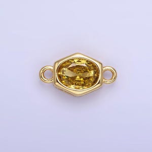 9mm Abstract Oval Gold Filled Bezel Cut Charm Connectors Cubic Zirconia ...