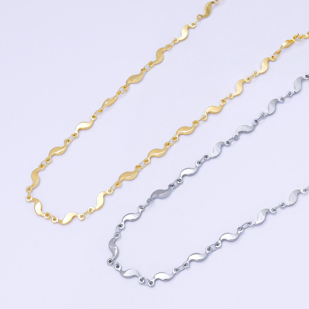 24K Gold Filled 3.5mm Geometric Curved Link Unfinished Chain by Yard in ...