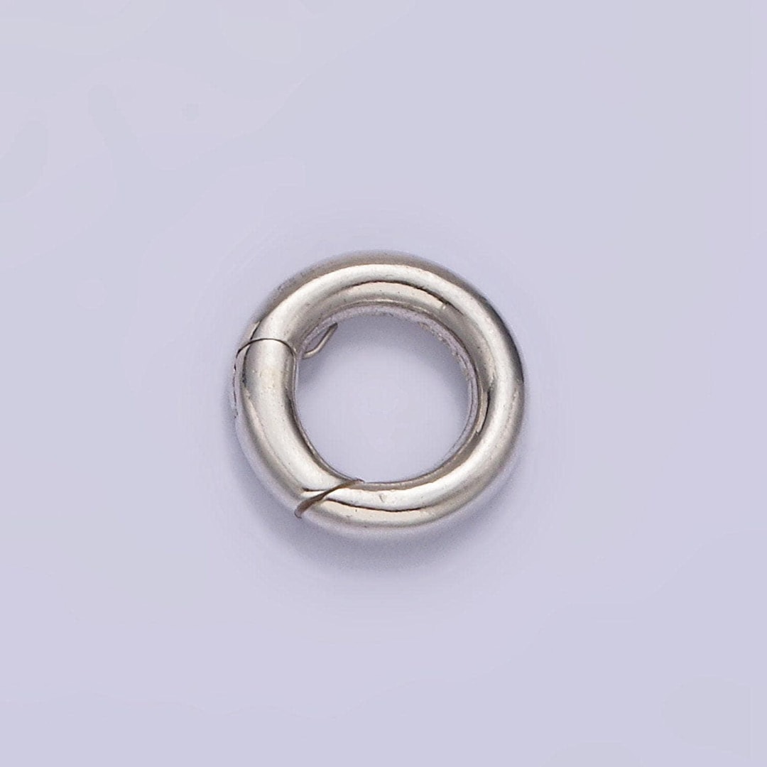 Mini 10mm Sterling Silver Round Push Clasp, 925 Silver Ring Hinged ...