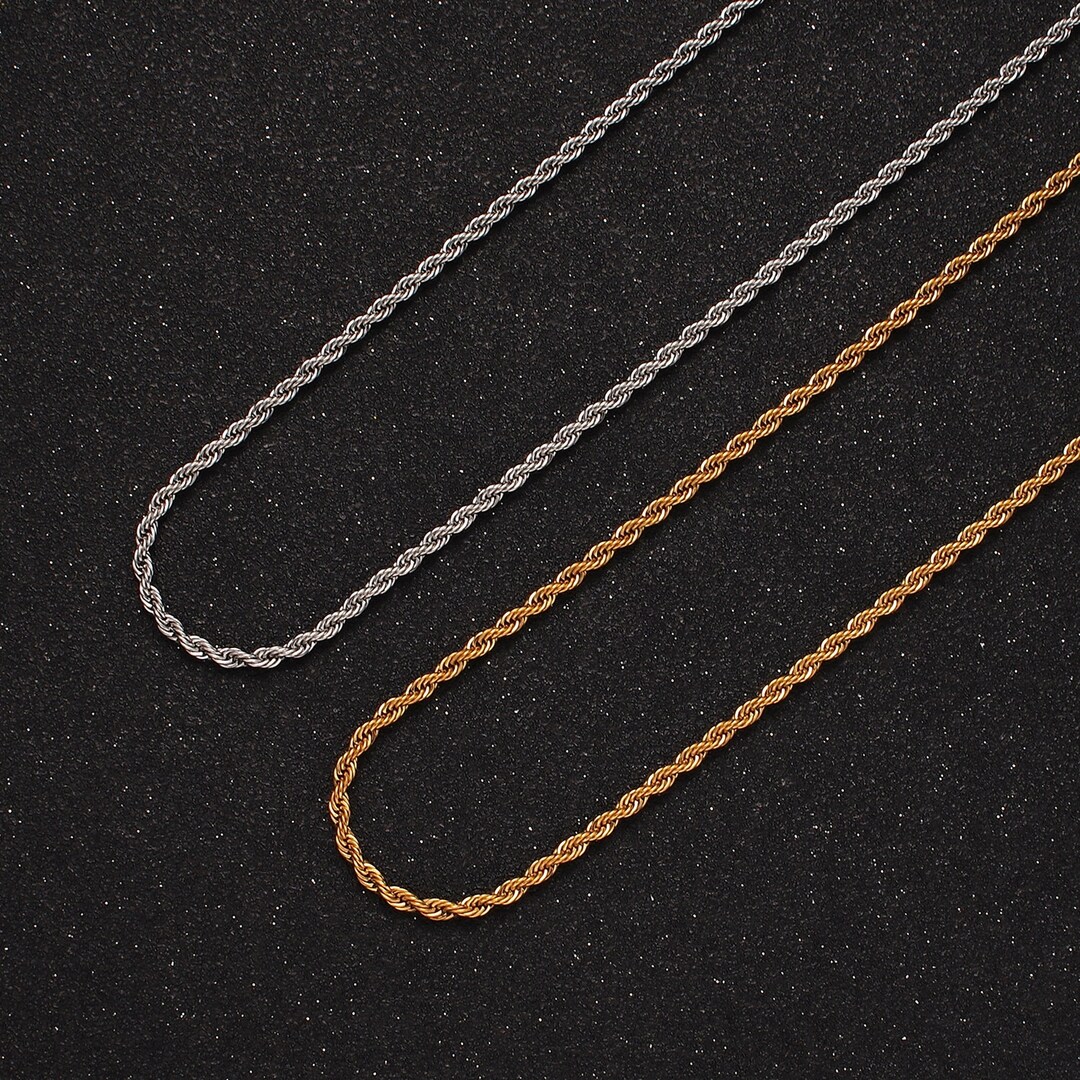 Edelstahl 18 mm Seil Kette 18 Zoll Halskette in Gold & Silber - Etsy.de