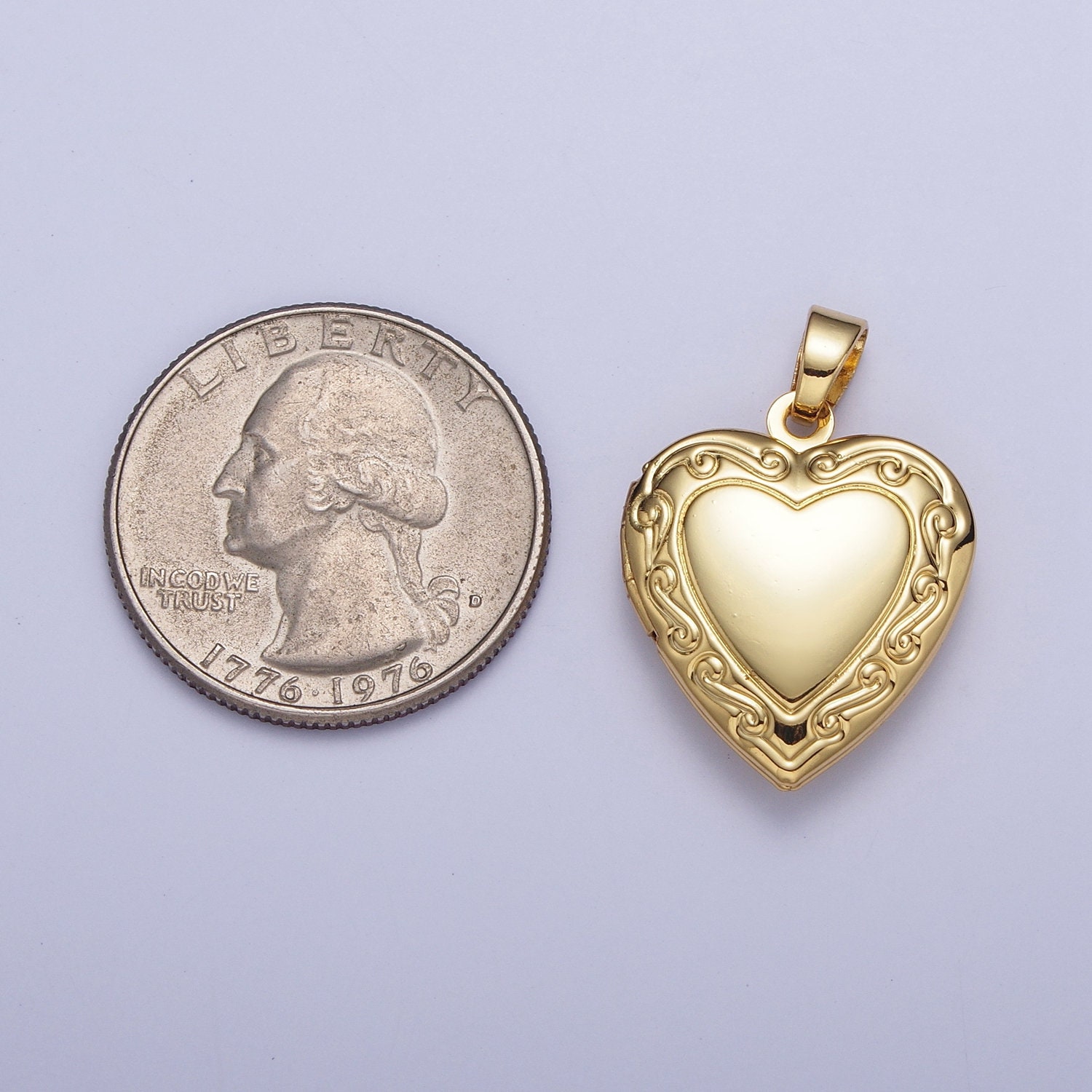 Gold Decorative Heart Locket Pendant 24K Gold Plated Love - Etsy