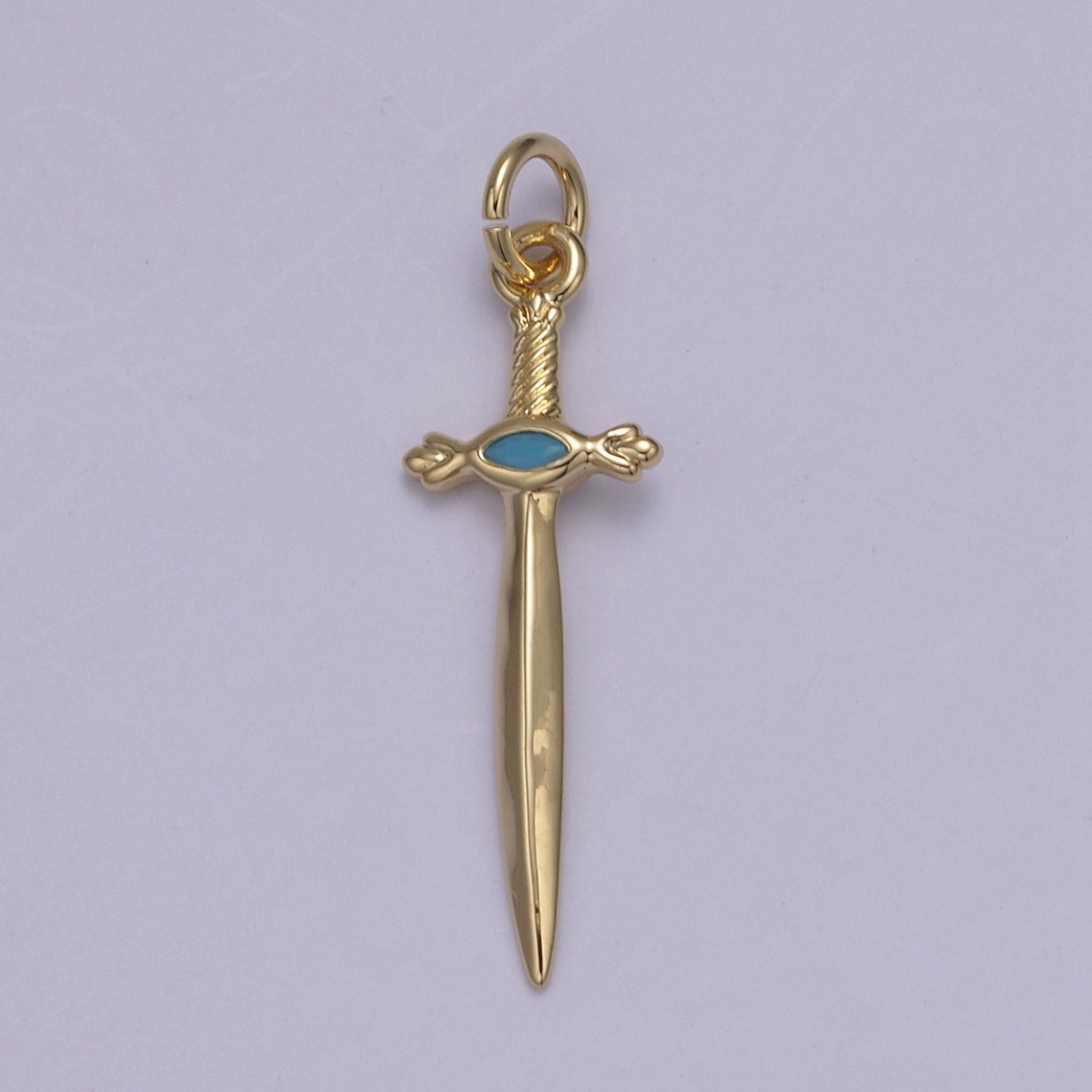 Dainty Sword Inlay CZ Gemstone With 4 Color Option Dagger - Etsy