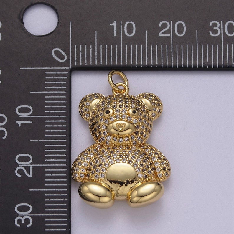 14K Gold Filled Teddy Charm Pendant CZ Teddy Bear Pave - Etsy