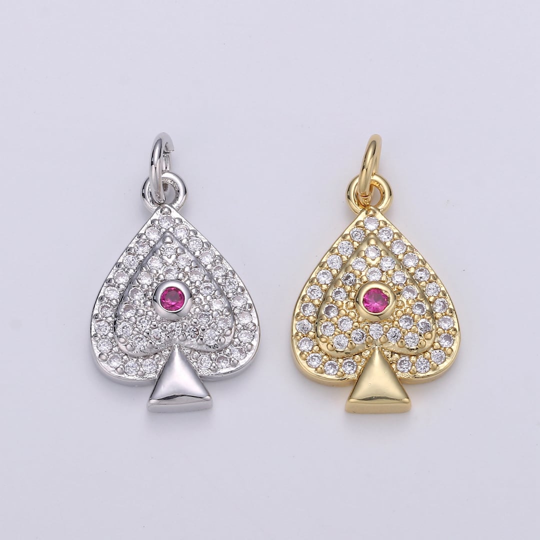 14k Gold Spade Charm ACE of Spades Tiny Spade Pendant Poker Charm ...