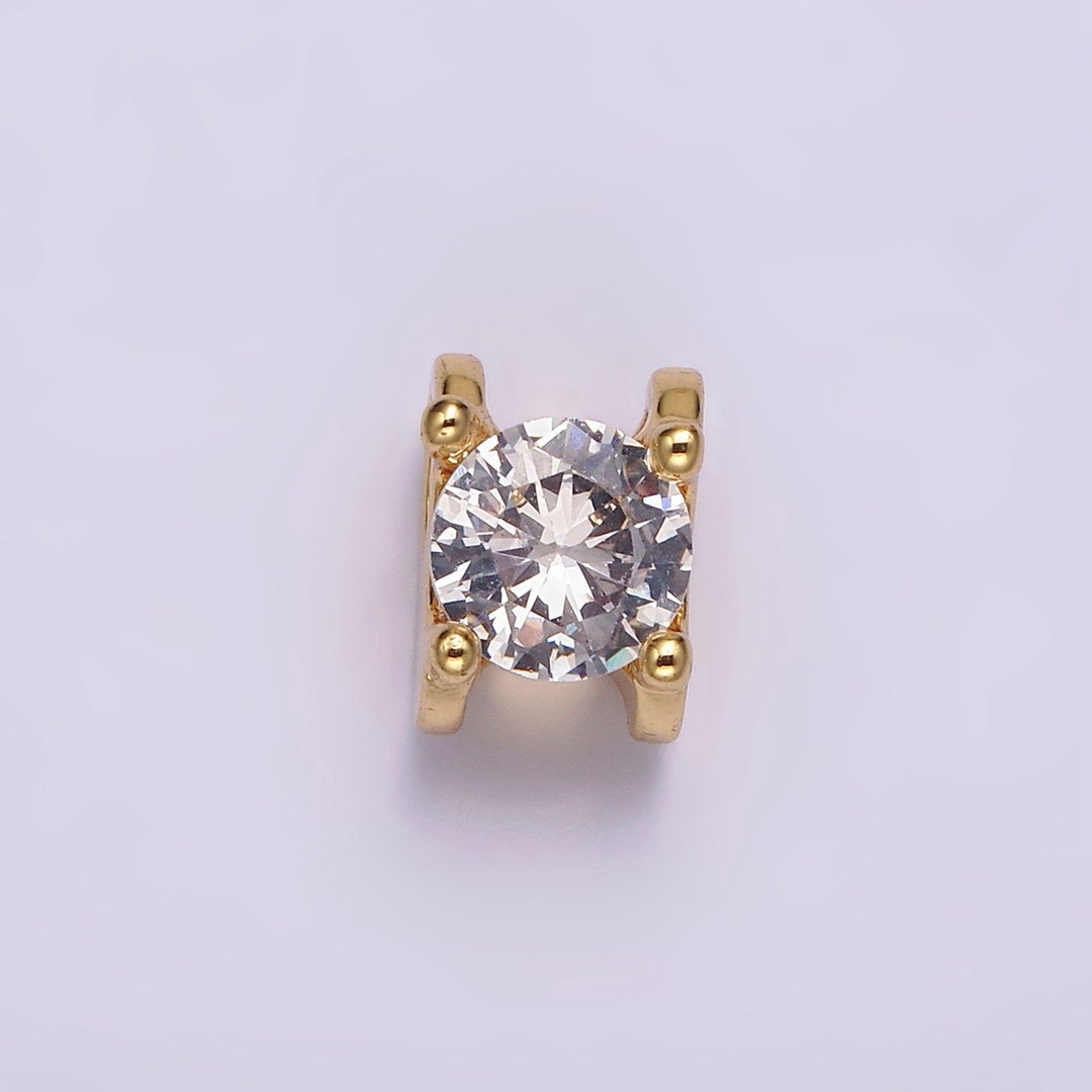 14K Gold Filled 9mm Clear CZ Round Claw Bead | B841 - Etsy