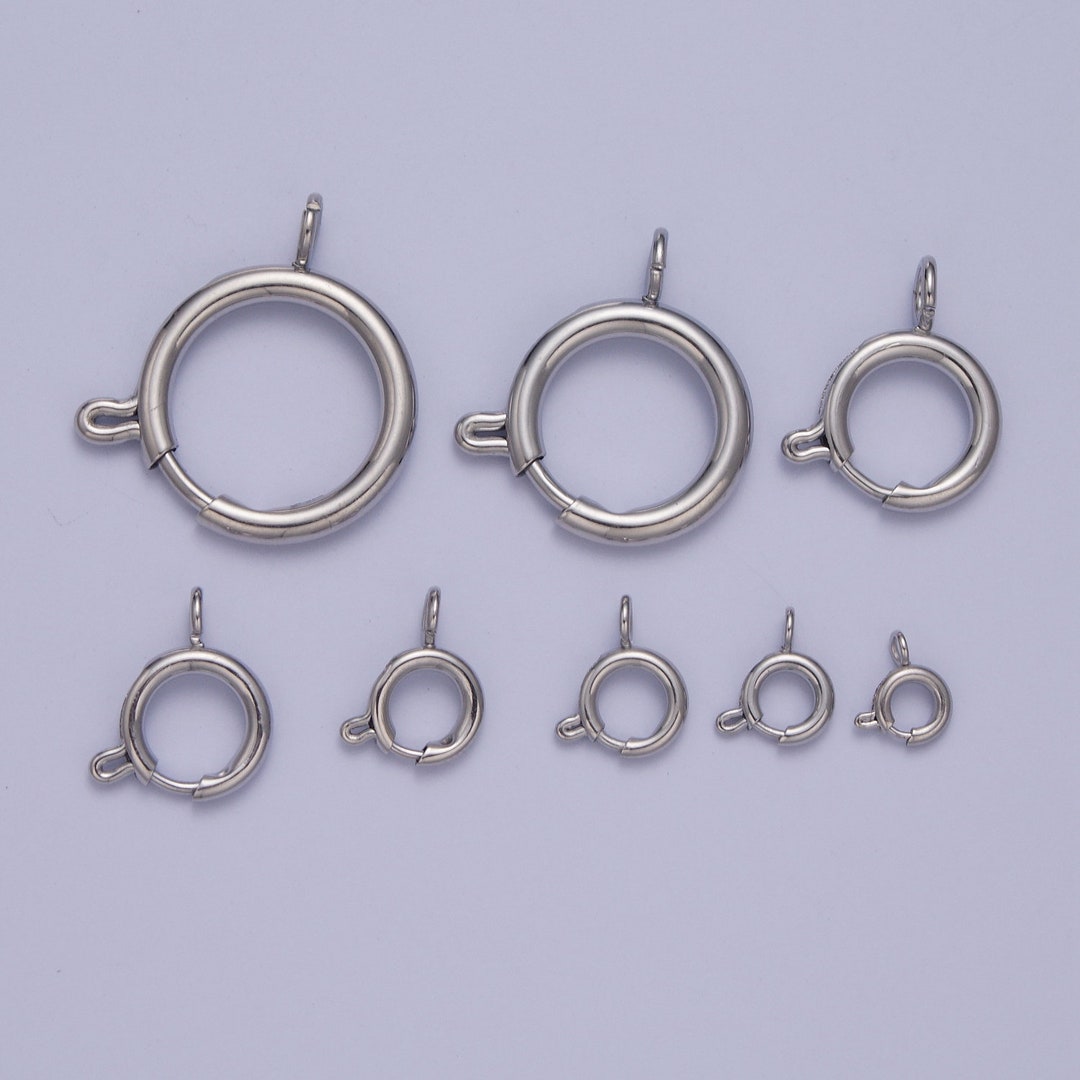 Various Sizes Silver Round Open Push in Clasp With Loop Finding ...