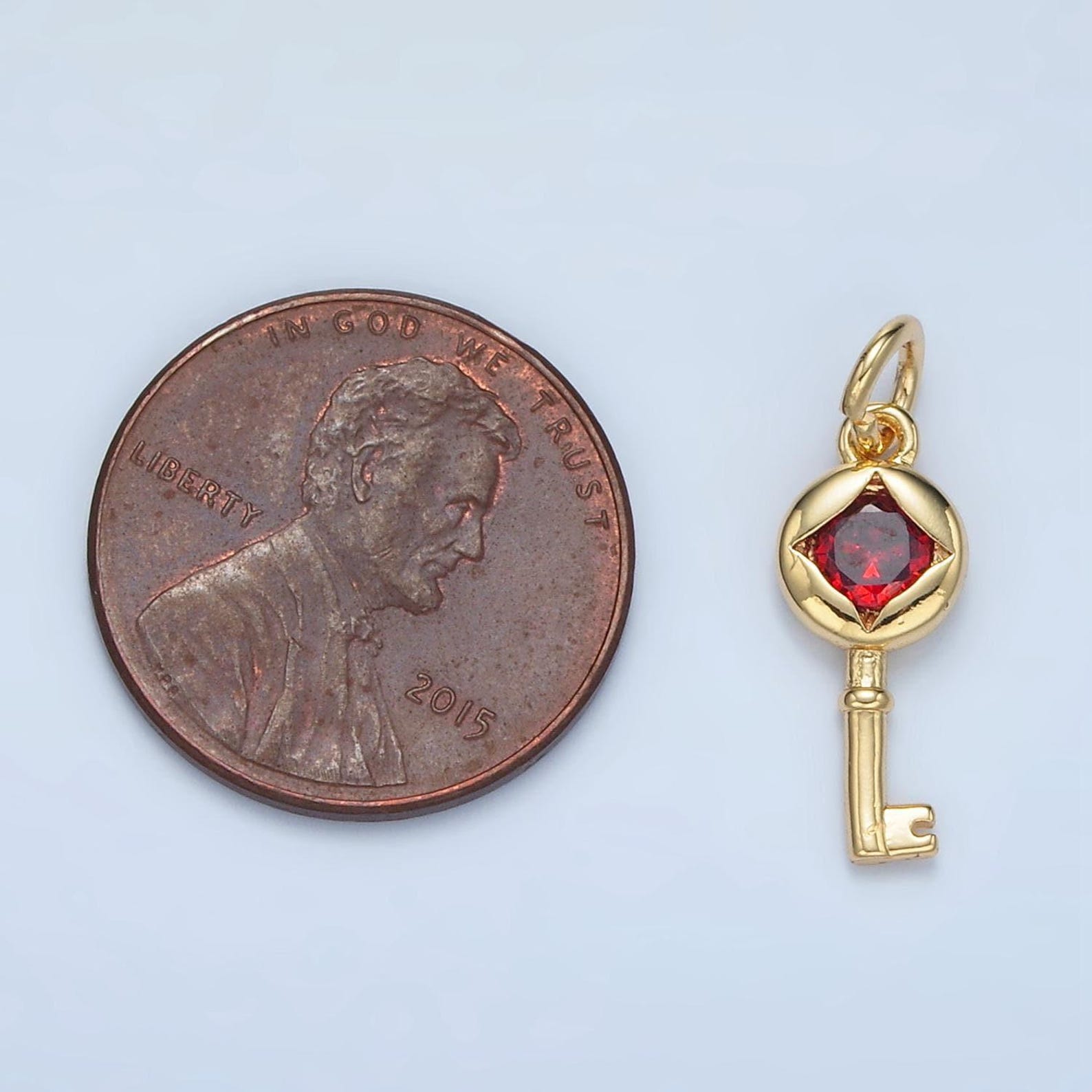 24k Gold Filled Red Cz Star Mysterious Lock Key, Mini Charm | E-097 - Etsy