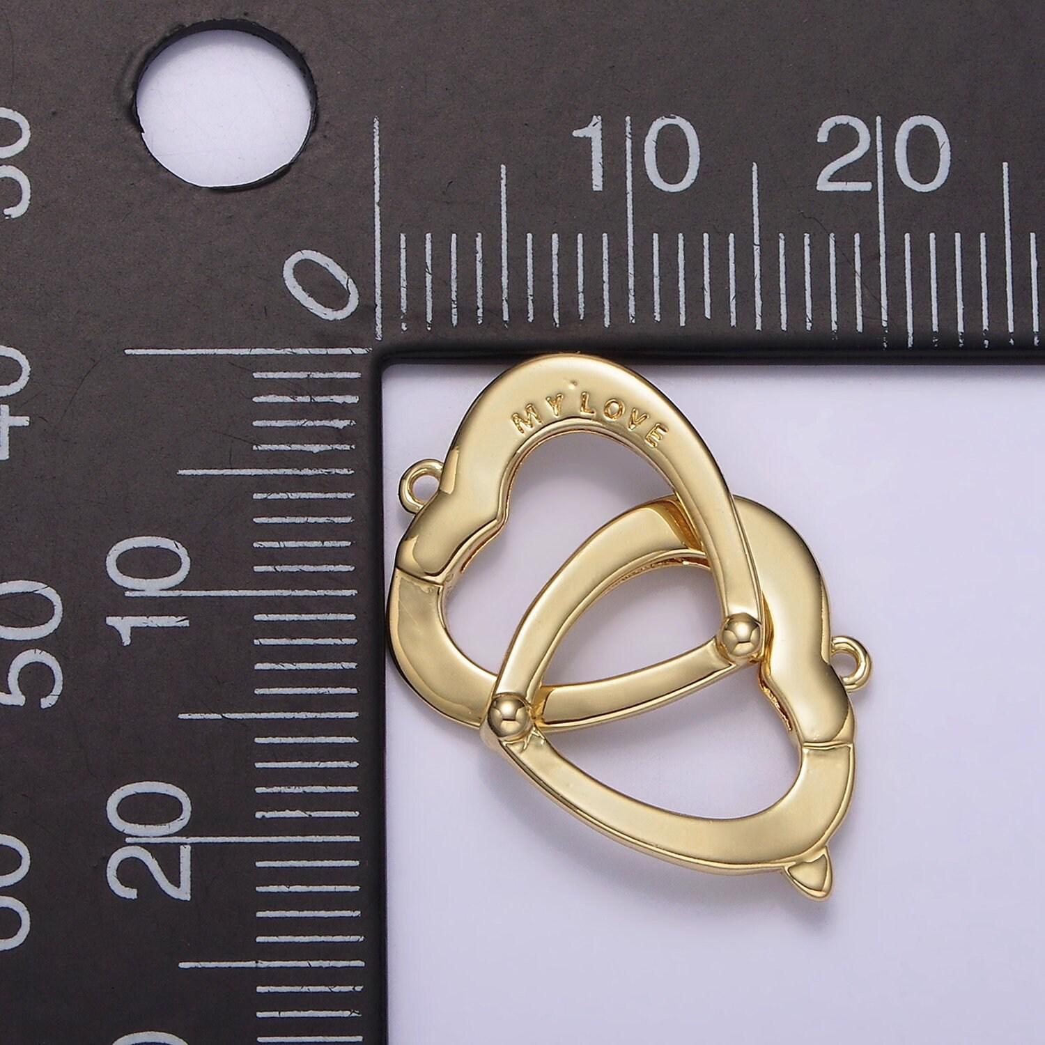 14k Gold Filled My Love Engraved Double Heart Charm Connector Link ...