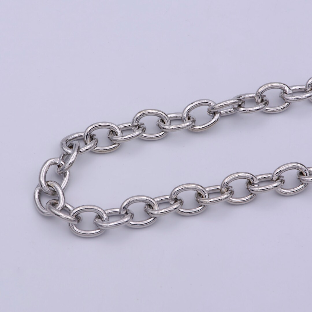 White Gold Rolo Chain by Yard, Oval Link Chain , Wholesale Bulk Roll ...