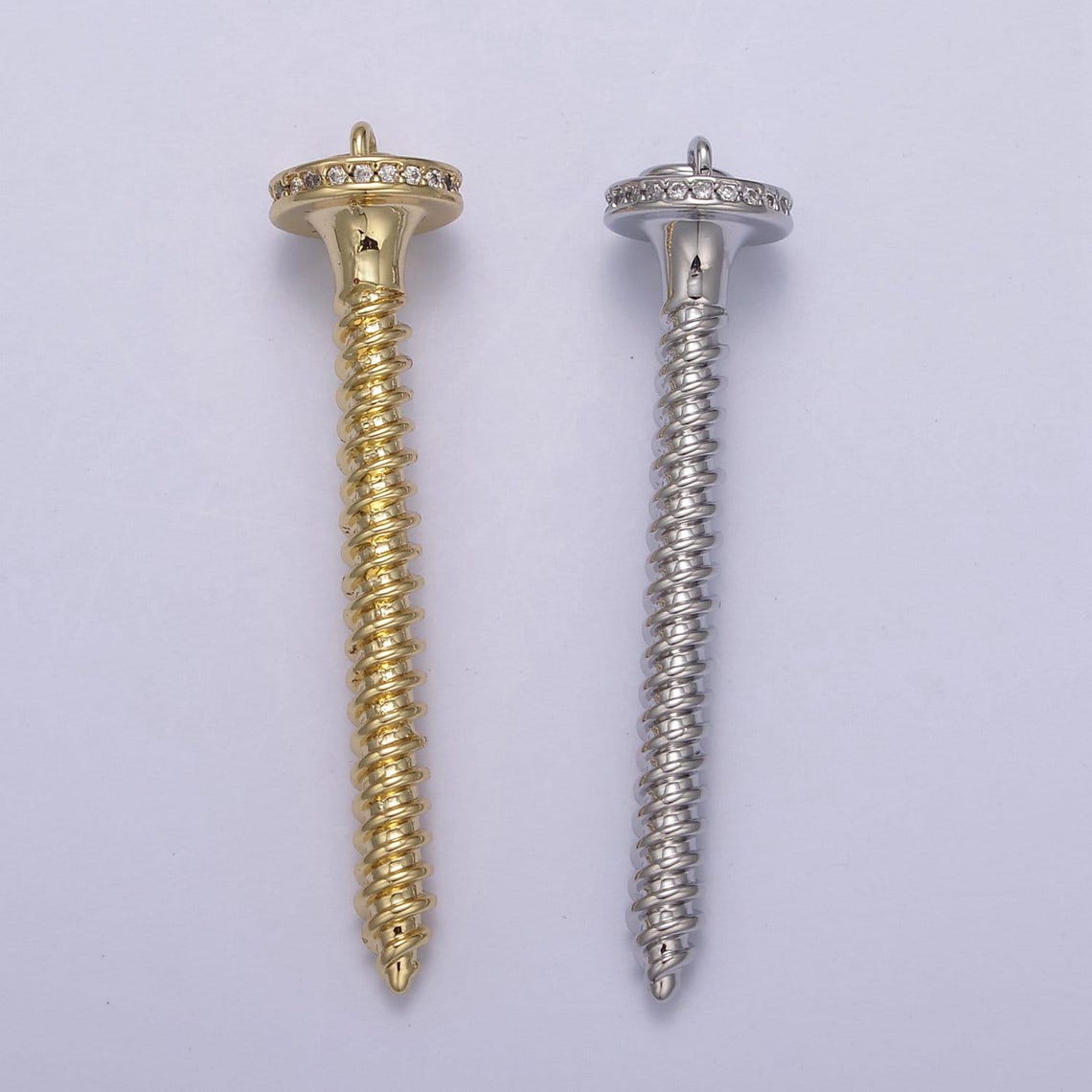 Dainty Long Screw Nail Pendant in Gold/silver Cz Micro Pave | Diy ...