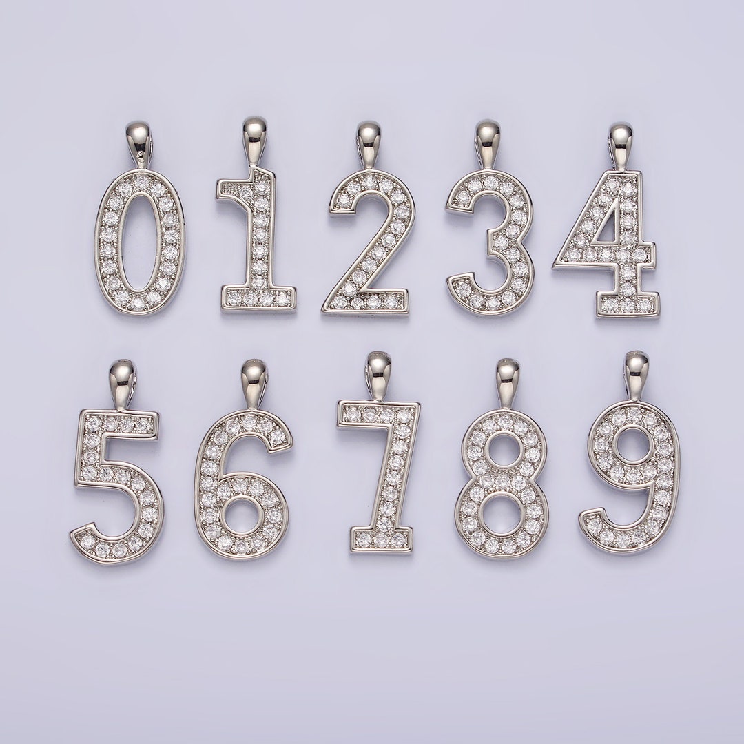 Silver Number Necklace Charm Team Number Jersey Number Personalized ...