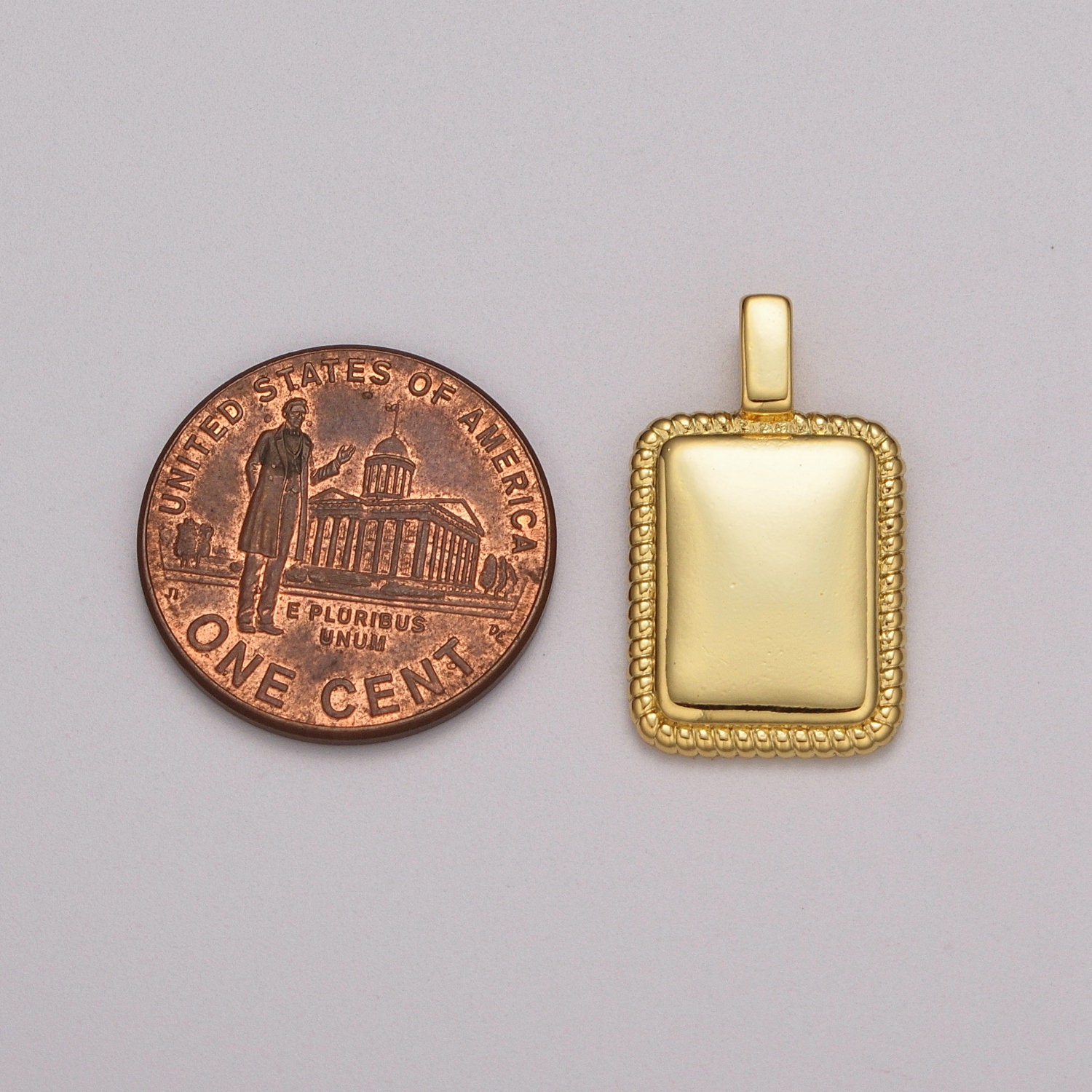 24k Gold Filled Classic Rectangle Pendant Charm for Necklace - Etsy