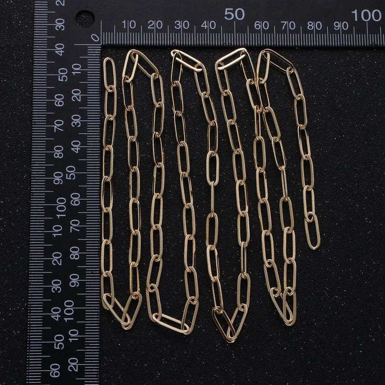 18k Gold Paperclip Rolo Cable Chain by Yard, Cable Rolo Chain by Foot ...