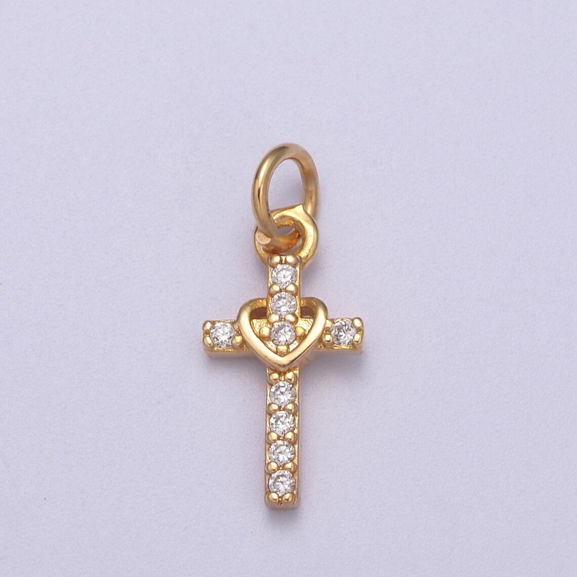 Small Cross Charm Pendant 16K Gold Filled CZ Micro Pave Small - Etsy