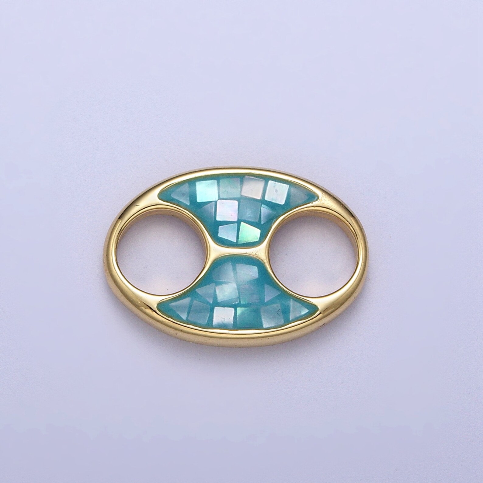 24K Gold Filled Anchor Link Tab Blue, Black, White, Green, Pink Shell ...