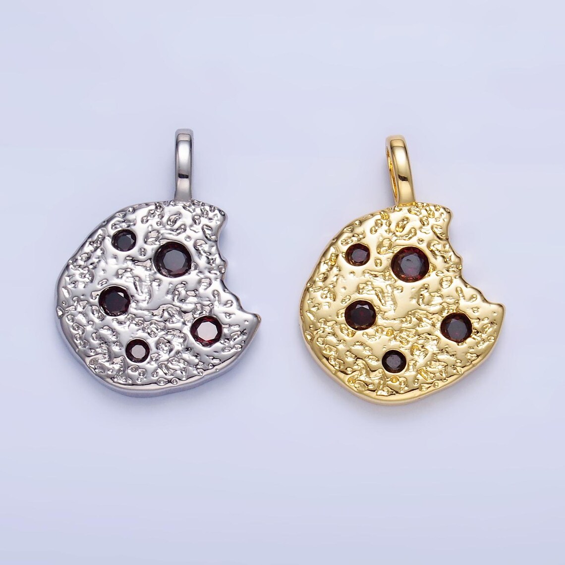 Gold Chocolate Chip Cookie Charm With CZ Snack Pendant Foodie Food ...