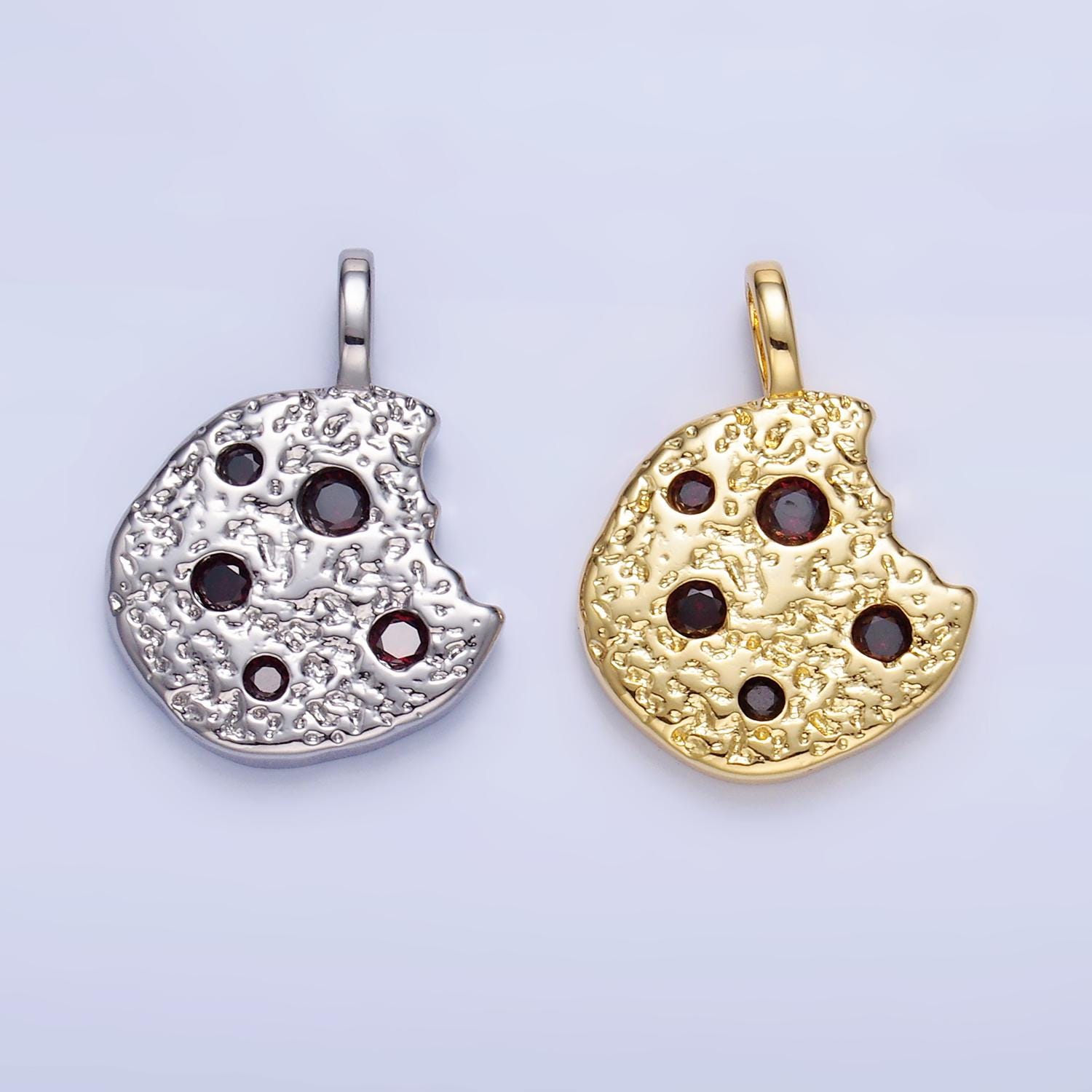Gold Chocolate Chip Cookie Charm With CZ Snack Pendant Foodie Food ...