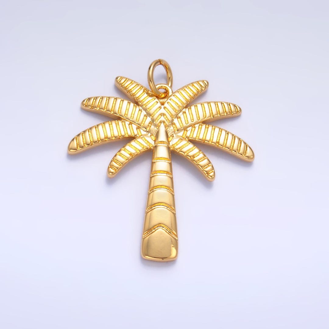 Gold Palm Tree Charms 24k Gold Filled Palm Tree Pendant Dainty Gold ...