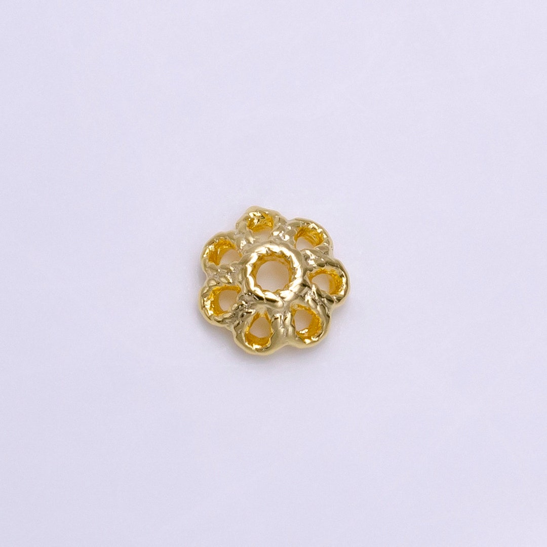 6mm Gold Filled Flower Bead Cap, Dainty Floral Bead Toppers, Bead ...