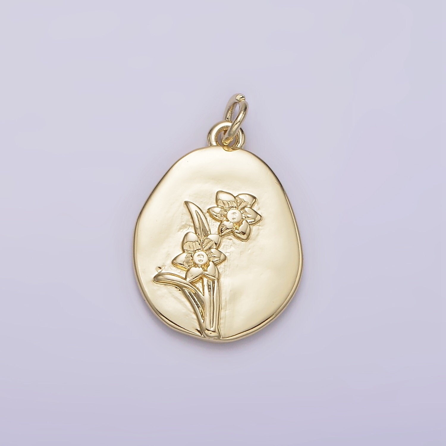 14K Gold Filled Daffodil March Birth Flower Hammered Stamped ...