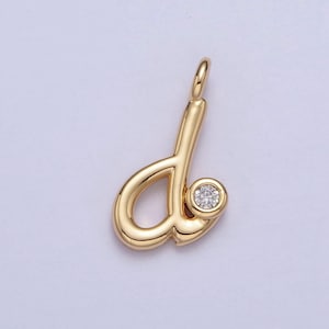Dainty Gold Initial Charm Cursive Letter Charm Minimalist Alphabet ...