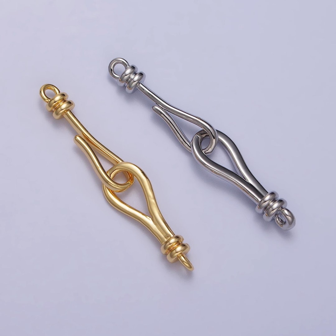 Gold, Silver Clasps With Hook for Jewelry End Clasp Closure Supply for ...