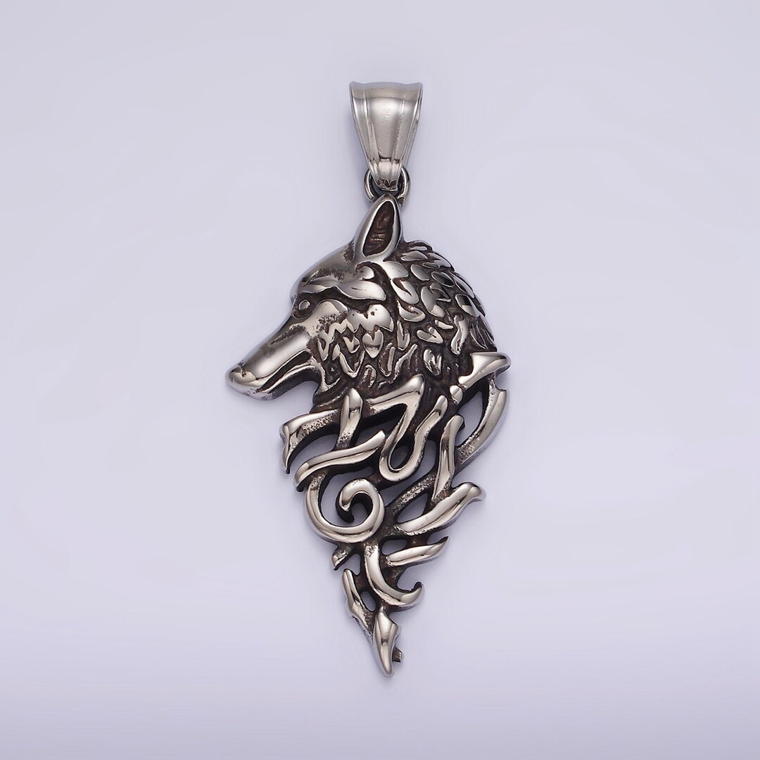 Stainless Steel Wolf Sigil Head Pendant P-1185 - Etsy