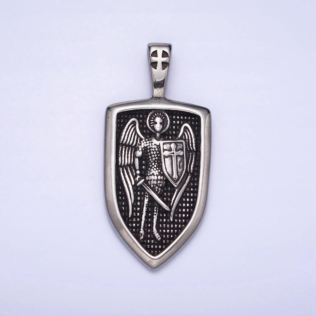 Stainless Steel Archangel Saint Michael Mens Necklace Pendant - Etsy