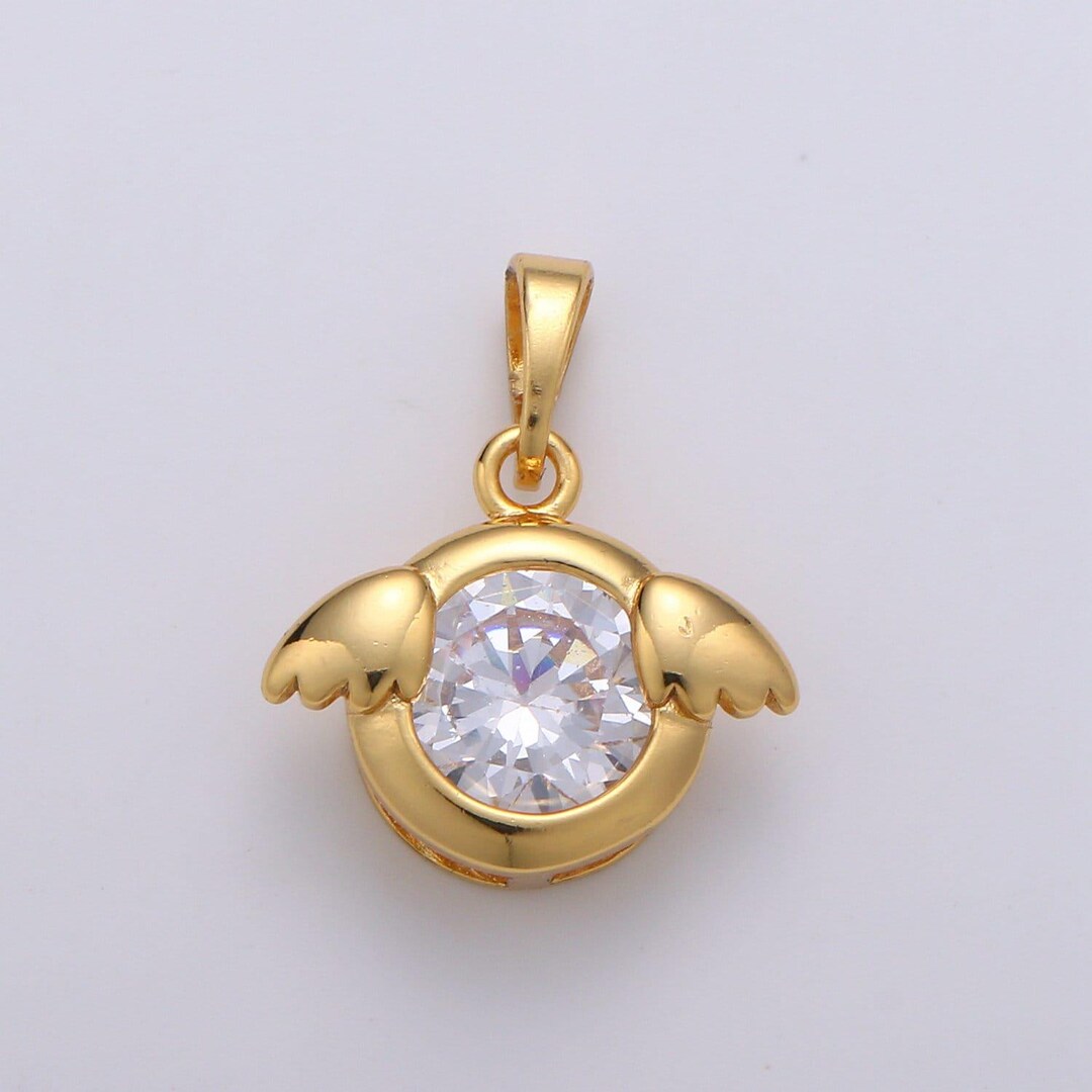 Wing Wheel 24k Gold Plated Angel Pendant,solitaire Cz Pendant ,angel ...