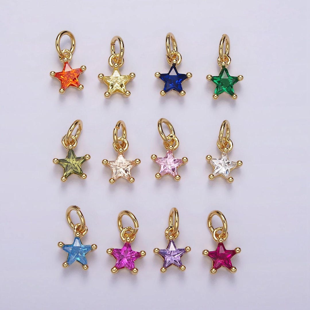 16k Gold Filled 11mm Cz Celestial Star Add-on Charm Mini Star Charm ...