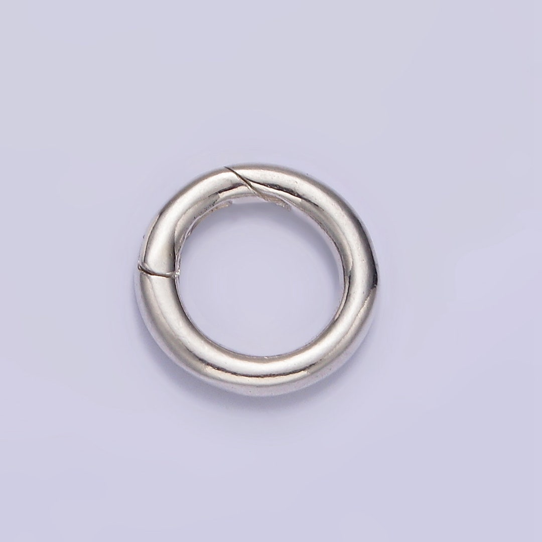 Sterling Silver Round Clasp, S925 Silver Hinged Ring Push Clasp, Spring ...