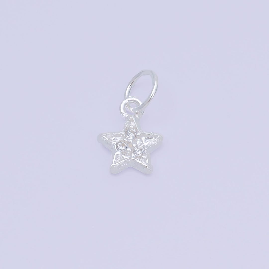 S925 Sterling Silver 10mm Micro Paved CZ Sparkle Little Star Dainty ...