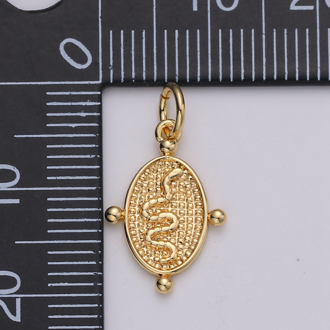 1pc 24k Gold Snake Pendant Charm, Dainty Oval Pendant Charm, Pendant ...