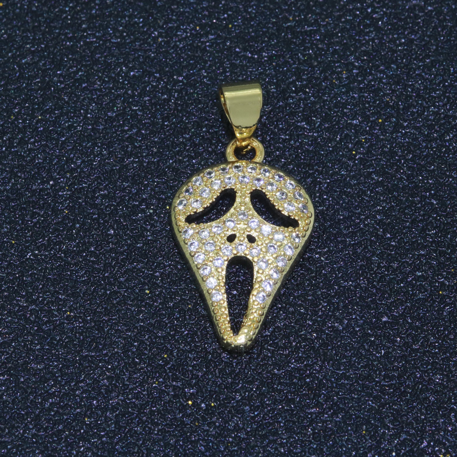 14K Gold Filled Scream Movie Mask Charm Pendant CZ Micro Pave | Etsy