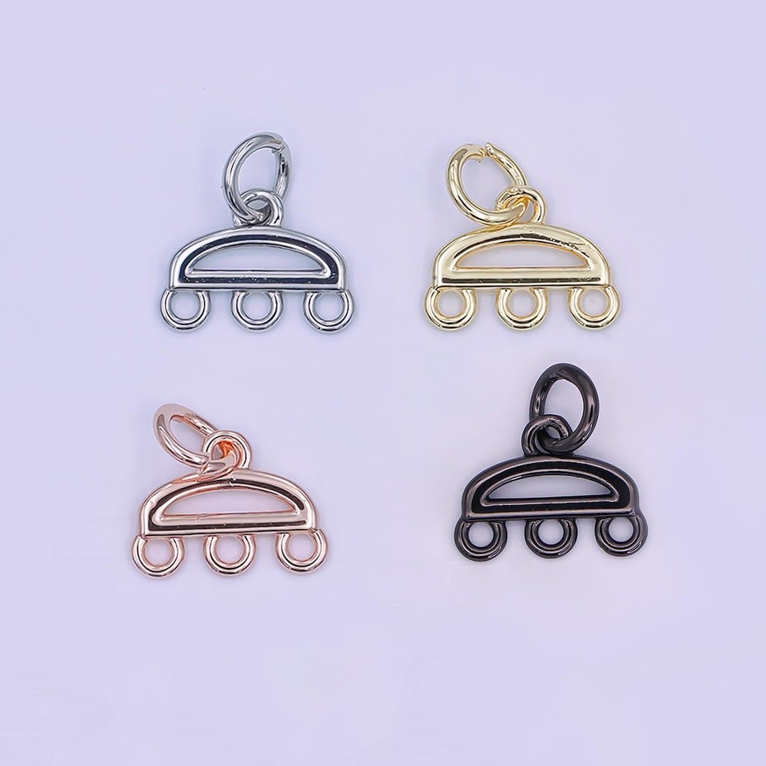 24K Gold Filled Triple Loop Drop Charm Finding in Gold, Silver, Rose ...