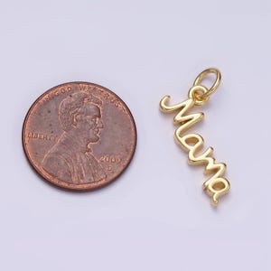 24k Gold Filled Mama Handwritten Script Sideway Charm for Bracelet ...