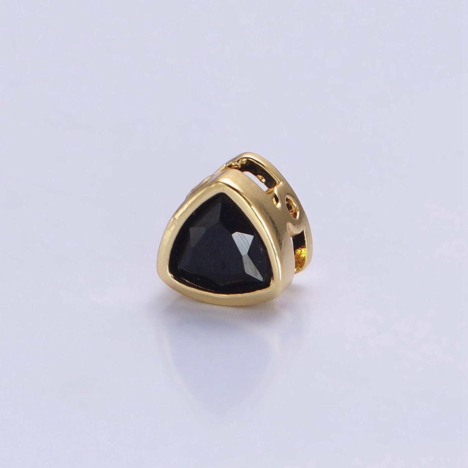 7mm Gold Plated Dainty Cz Triangle Spacer Bead, Gold Geometric Spacer ...