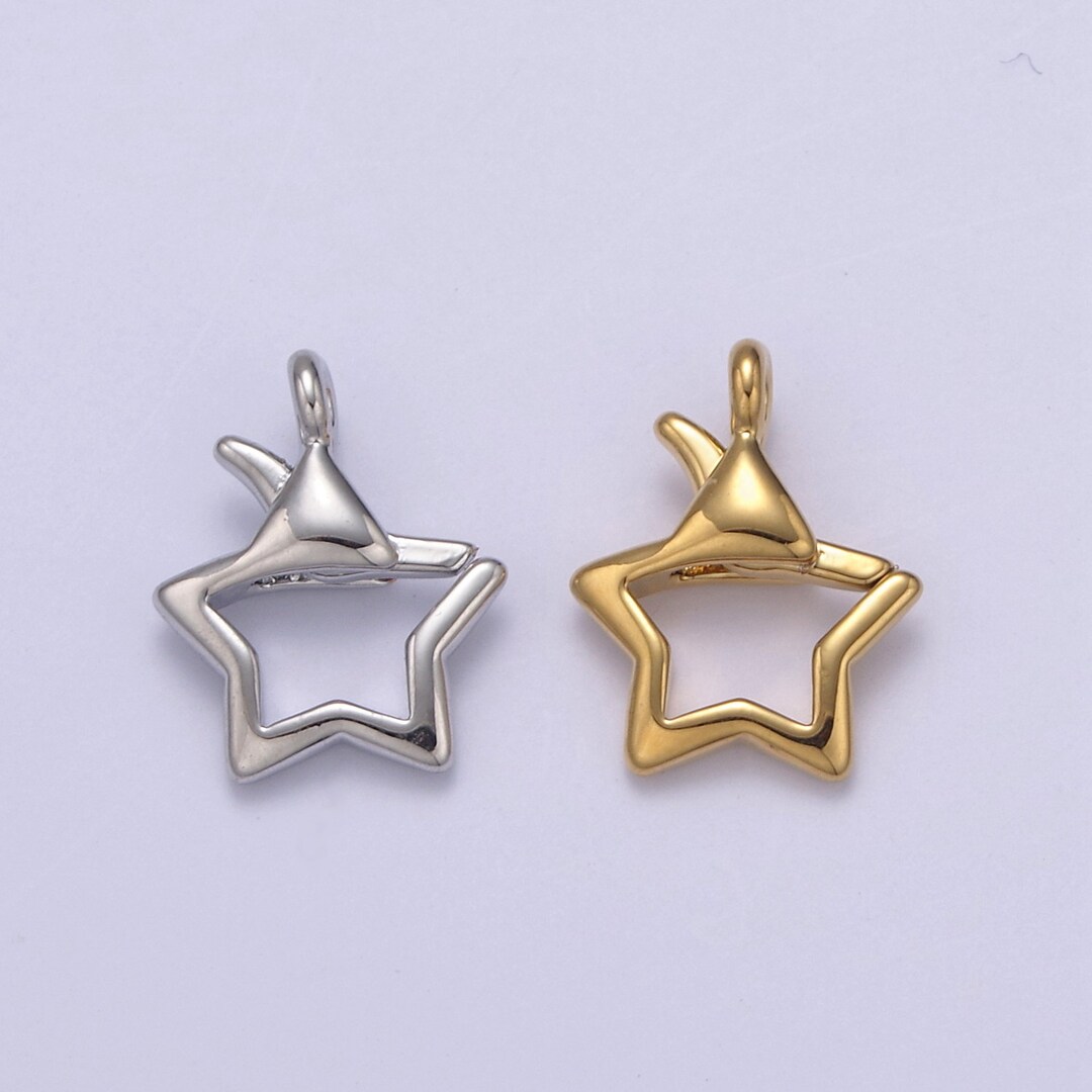Gold or Silver Open Star Lobster Clasp Clasp Celestial Charm Enhancer ...