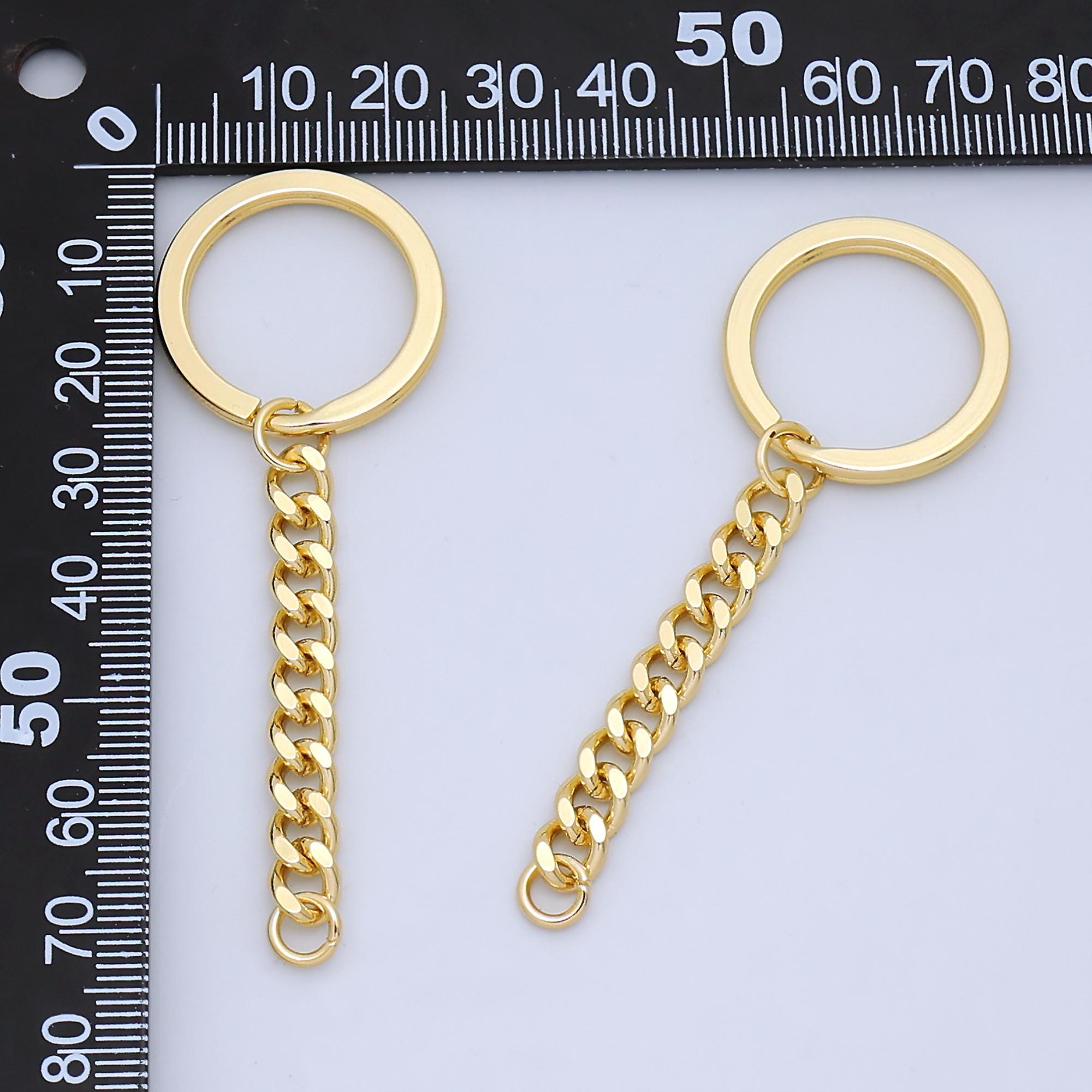 24K Gold Filled 3-inch Curb Chain Drop Keychain Findings | Z1073 - Etsy