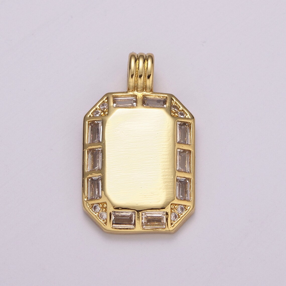 24K Gold Filled Octagon Pendant Necklace Dainty Tag - Etsy