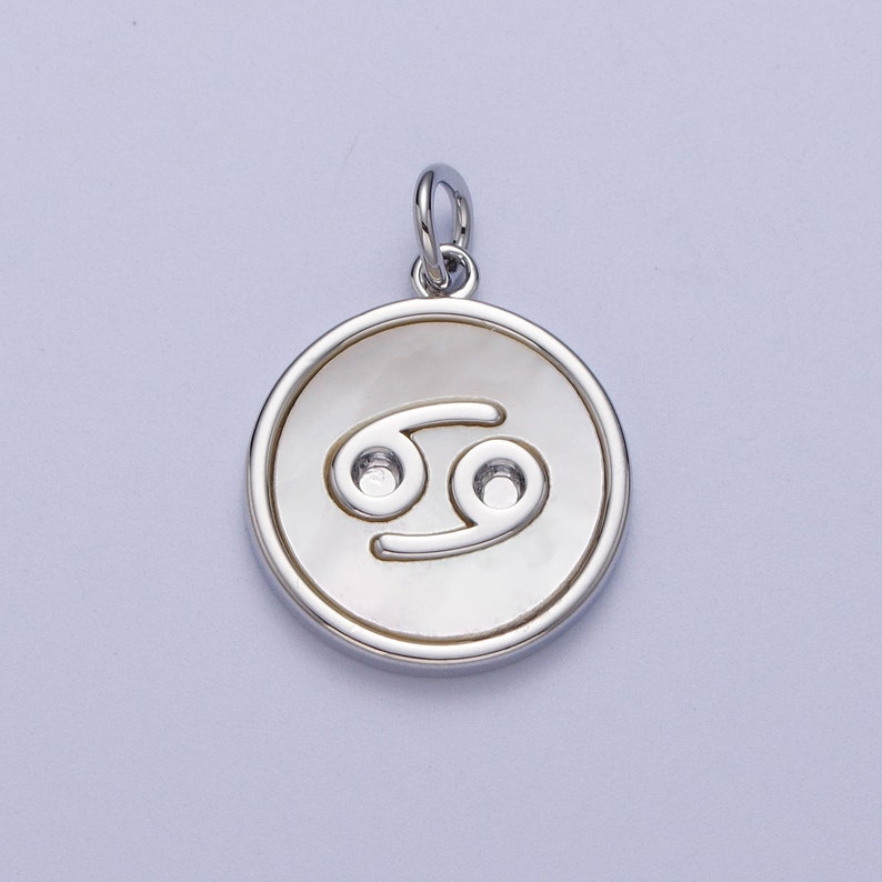 Shell Pearl Silver Zodiac Signs Medallion Pendant White Gold - Etsy