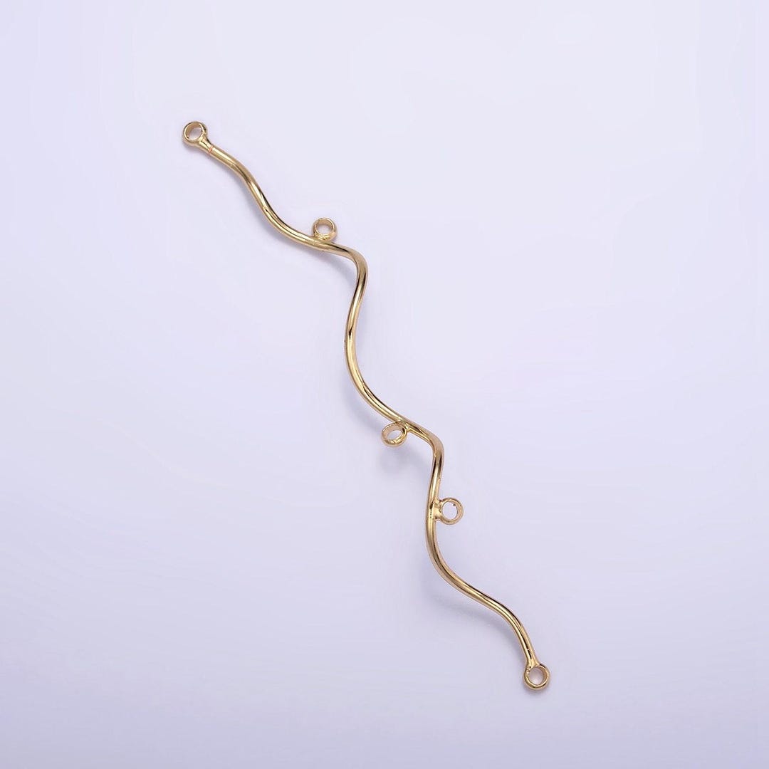 16k Gold Filled 1 Pair 63mm Wavy Spiral Multiple Loop Charm Holder ...