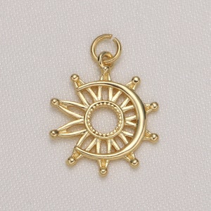 Mini Sun Charms Gold Sun Ray Burst Charms. Gold Cresent Moon, Designer ...